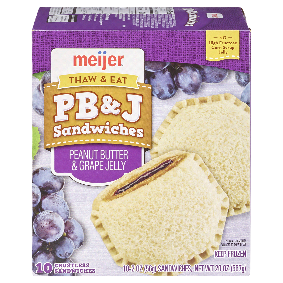 Meijer Thaw & Eat PB&J Sandwiches - Peanut Butter & Grape Jelly ...