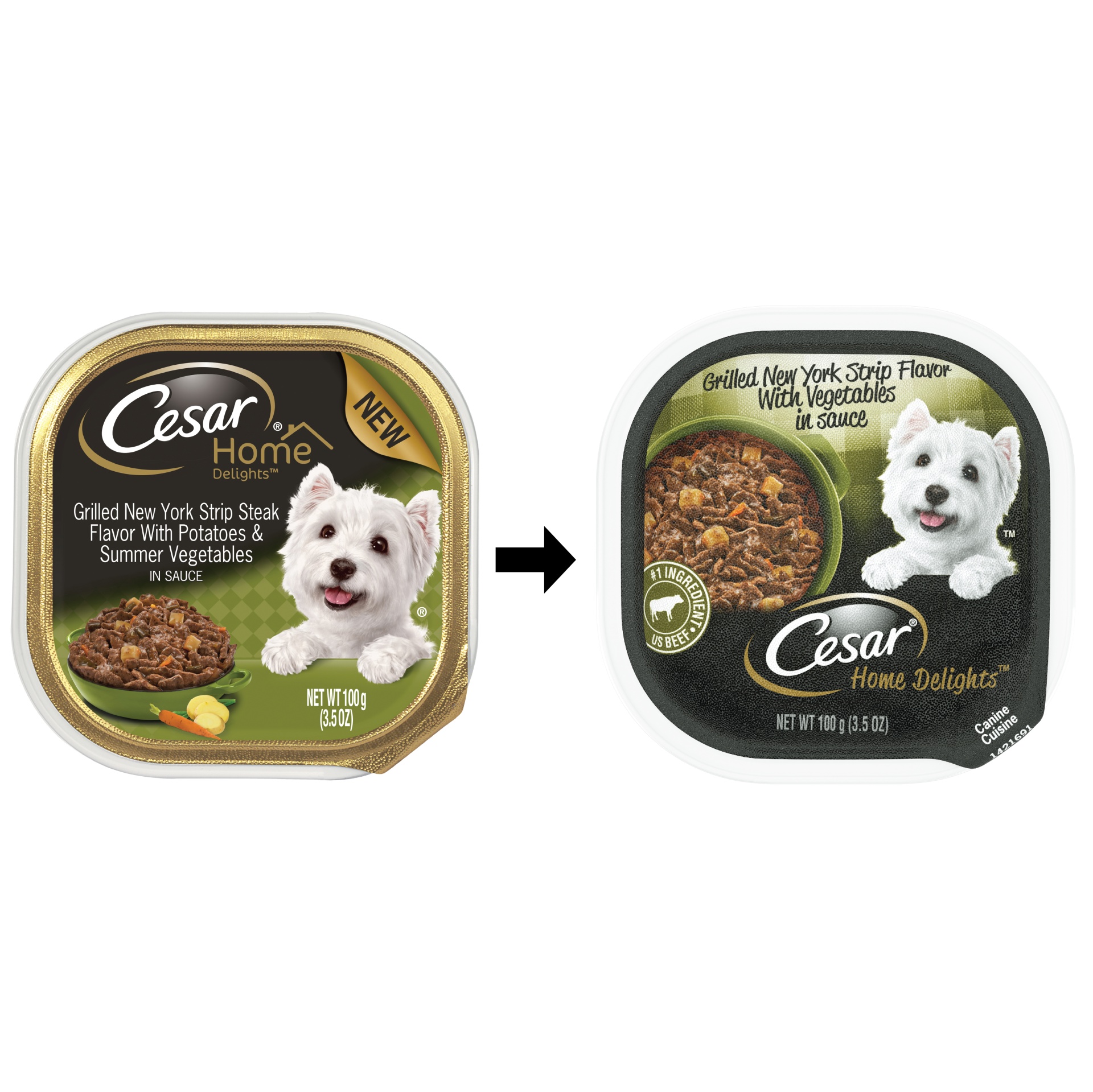 CESAR HOME DELIGHTS Soft Wet Dog Food Grilled New York Strip Flavor ...