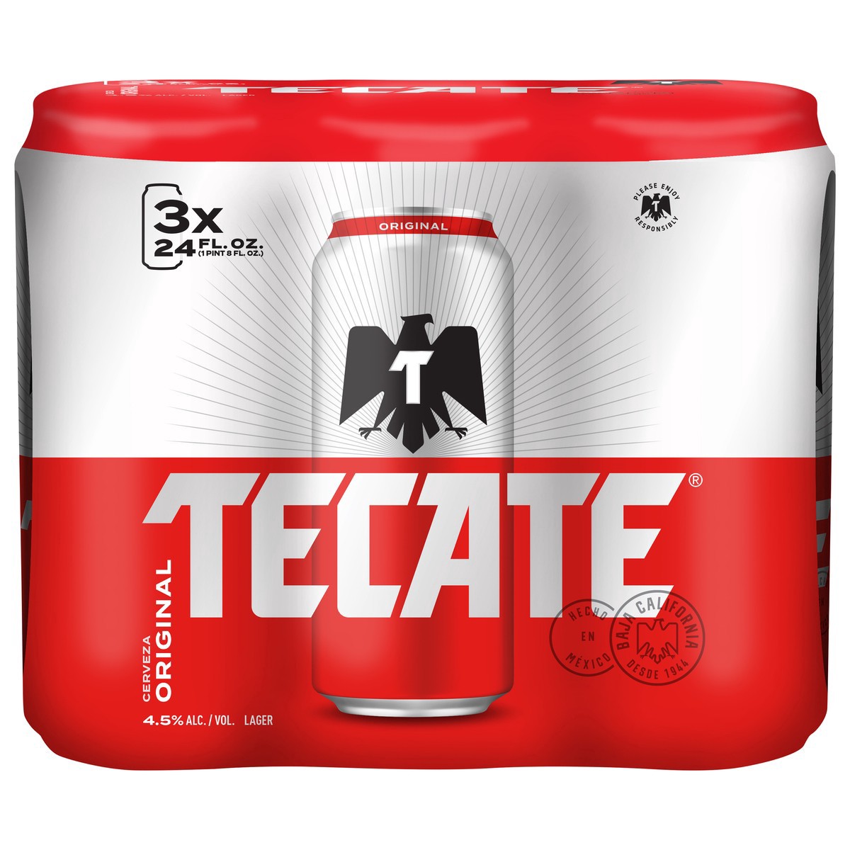 Tecate Original Mexican Lager Beer, 3 Pack, 24 fl oz Cans 24 oz | Shipt