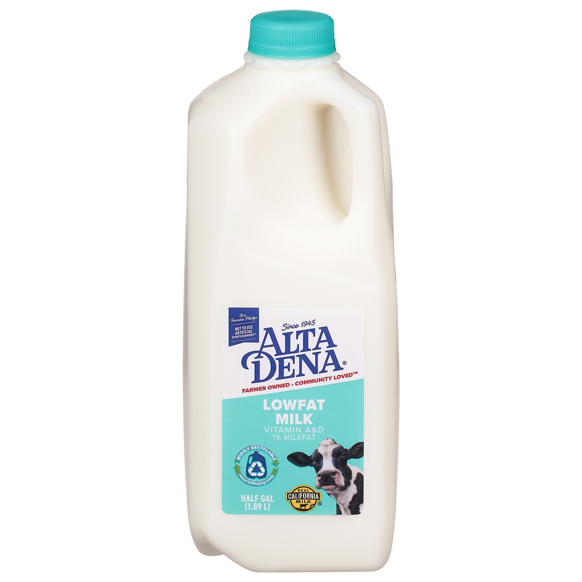 Alta Dena 1% Milk with Vitamin A and D, Low Fat Milk Half Gallon - 1 ...