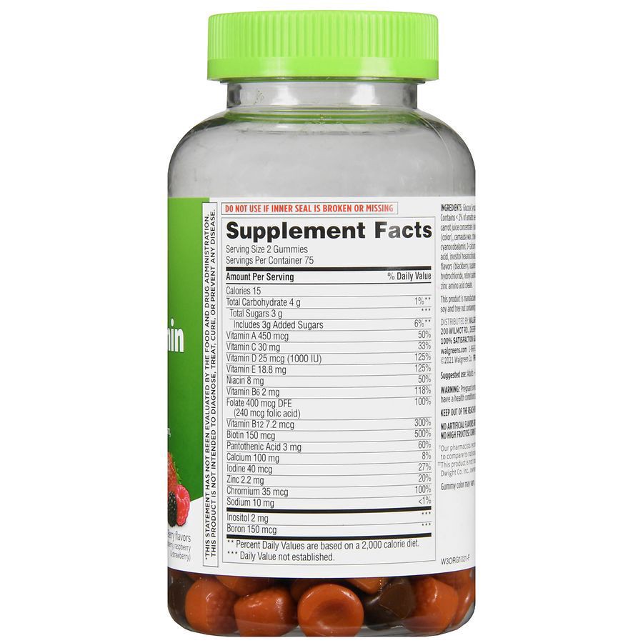 Walgreens Women's Multivitamin Gummies (75 days) Natural Berry Flavor ...