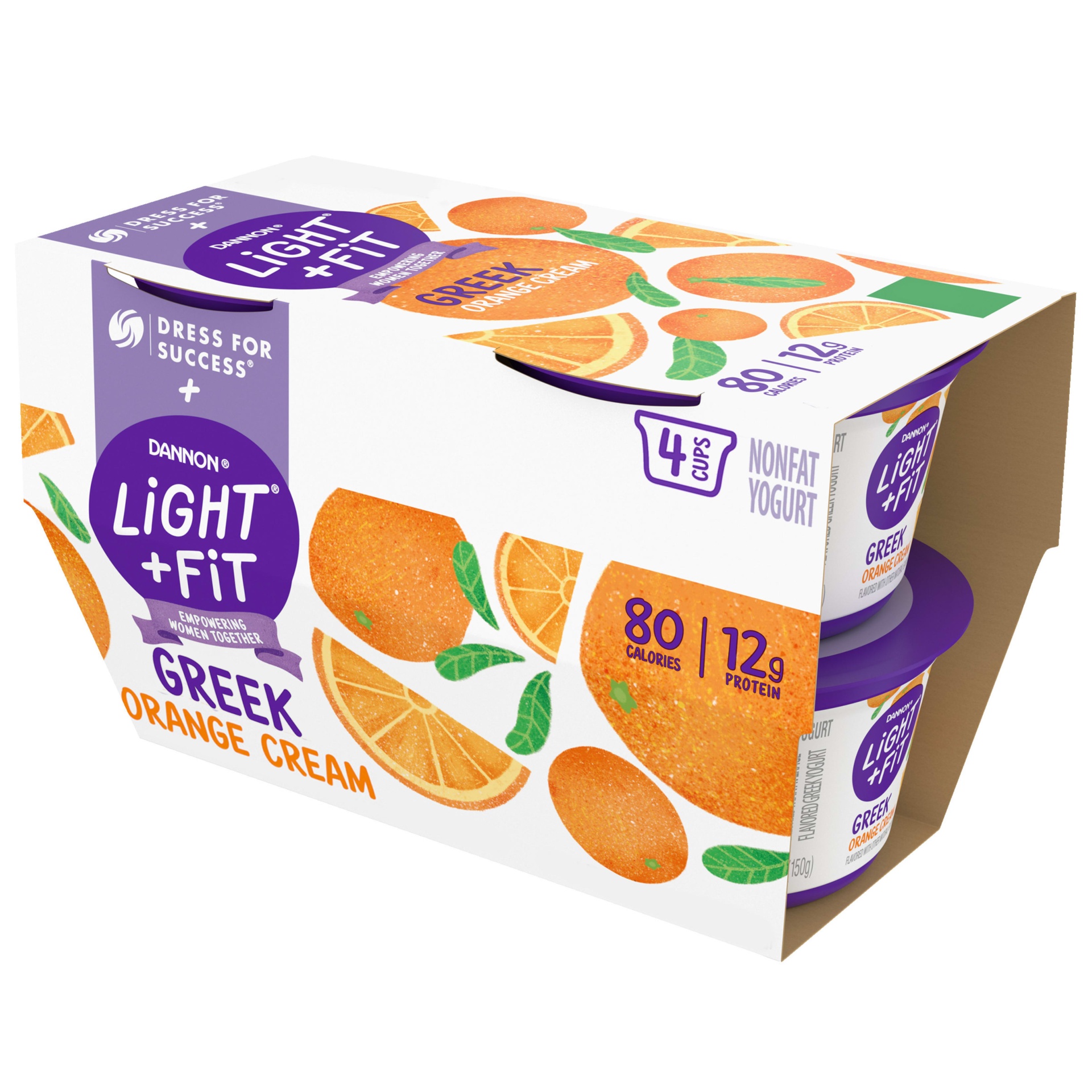 Light + Fit Gluten-Free Orange Cream Greek Nonfat Yogurt Cups 5.3 oz ...