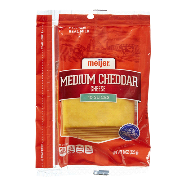 Meijer Sliced Medium Cheddar Cheese 8 oz | Shipt