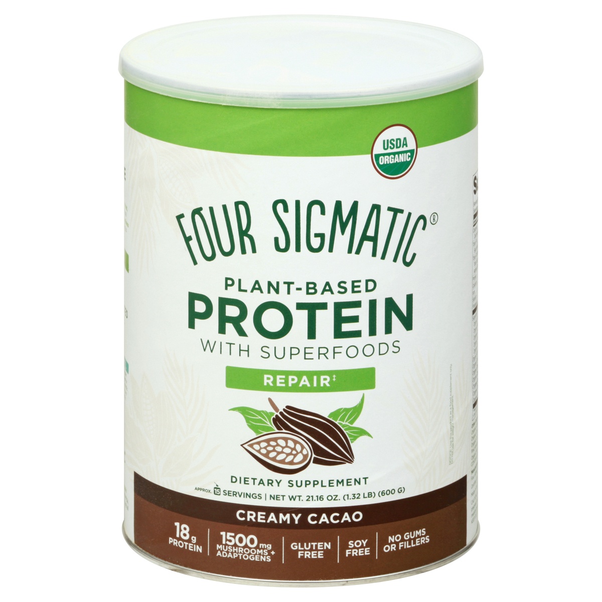 Four Sigmatic Plant-Based Protein, Creamy Cacao 21.16 oz | Shipt