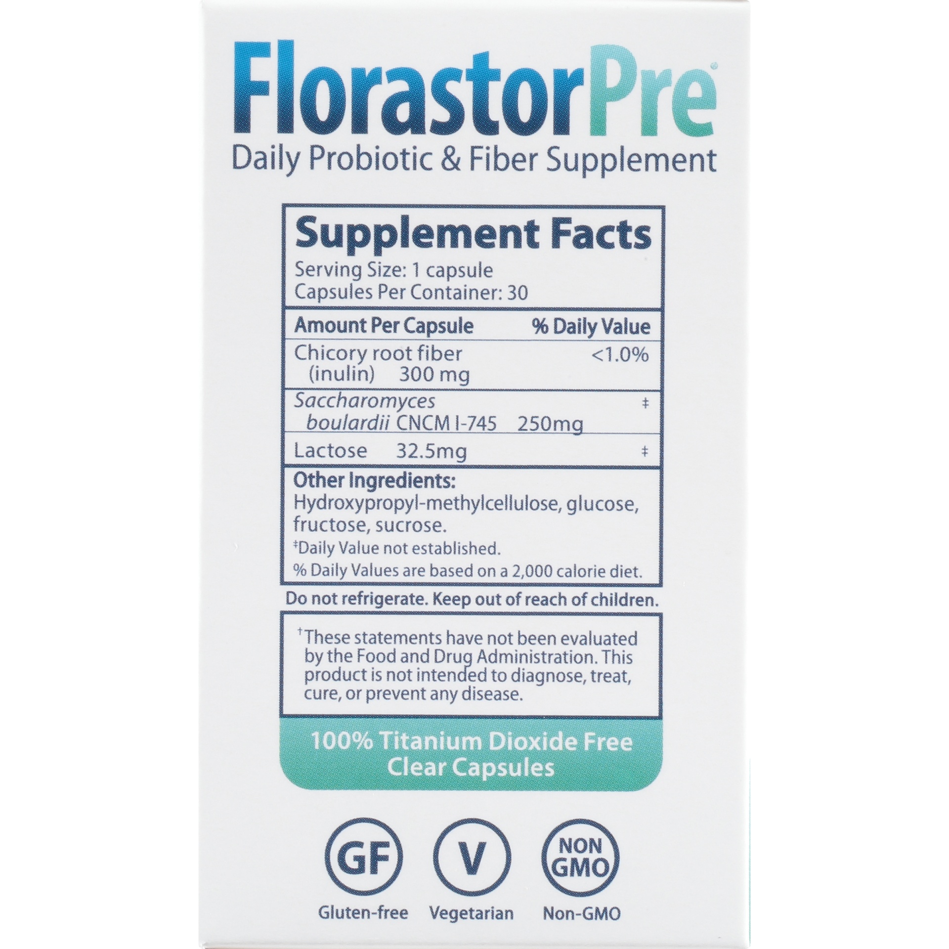 Florastor Pre Daily Probiotic and Fiber Supplement 30 ct | Shipt