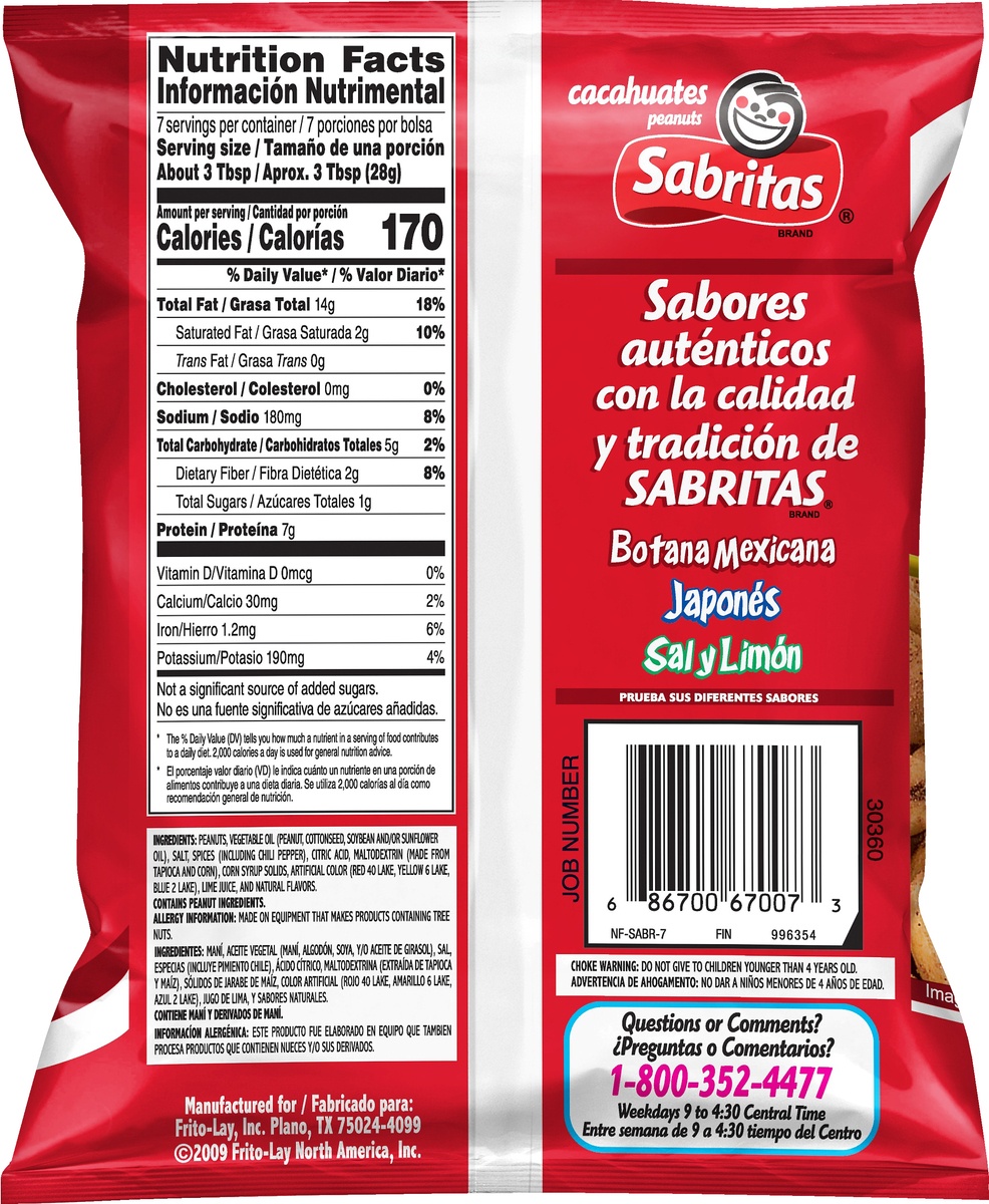 Sabritas Chile and Lime Flavored Peanuts 7 oz | Shipt