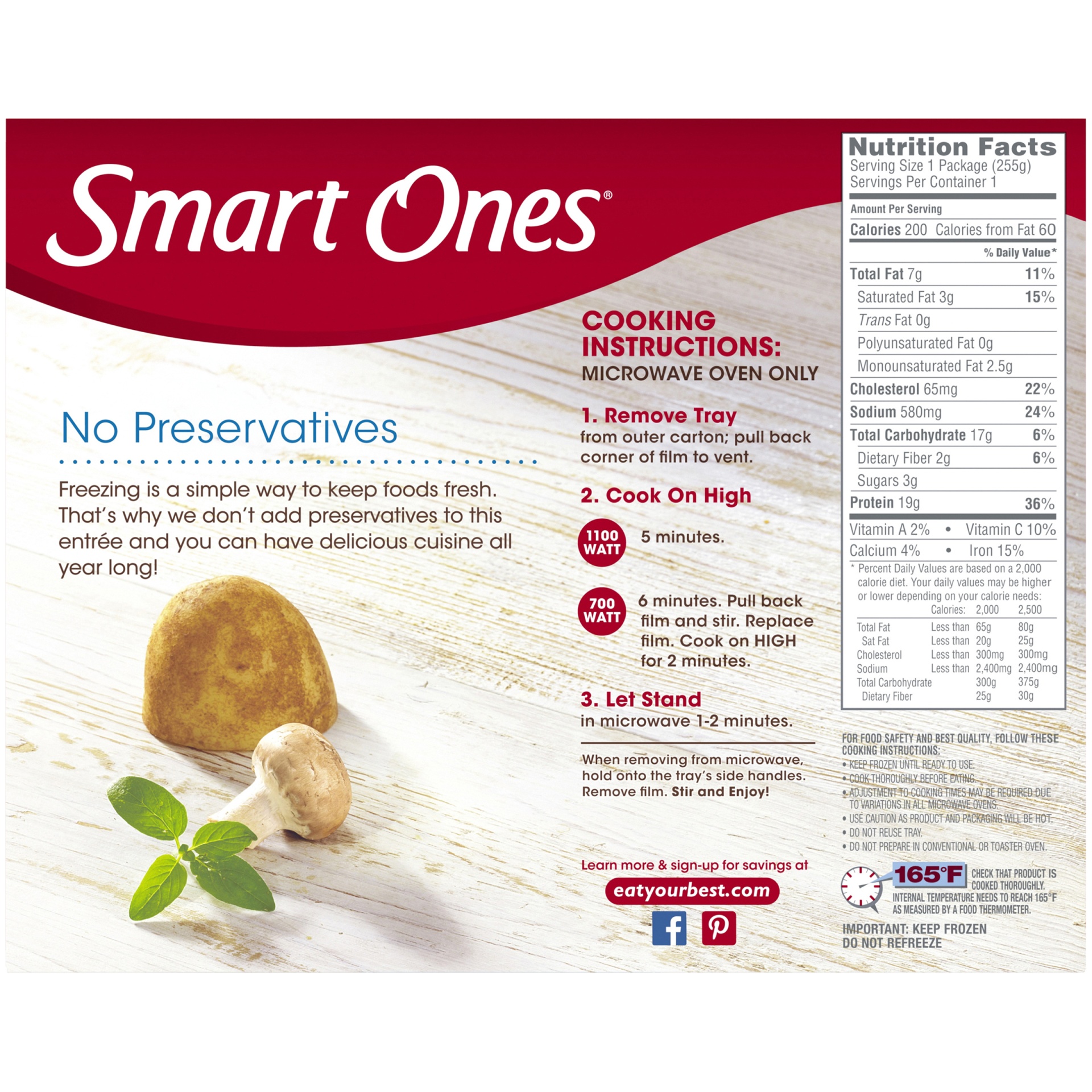 Smart Ones Roast Beef, Mashed Potatoes & Gravy with Portabella ...