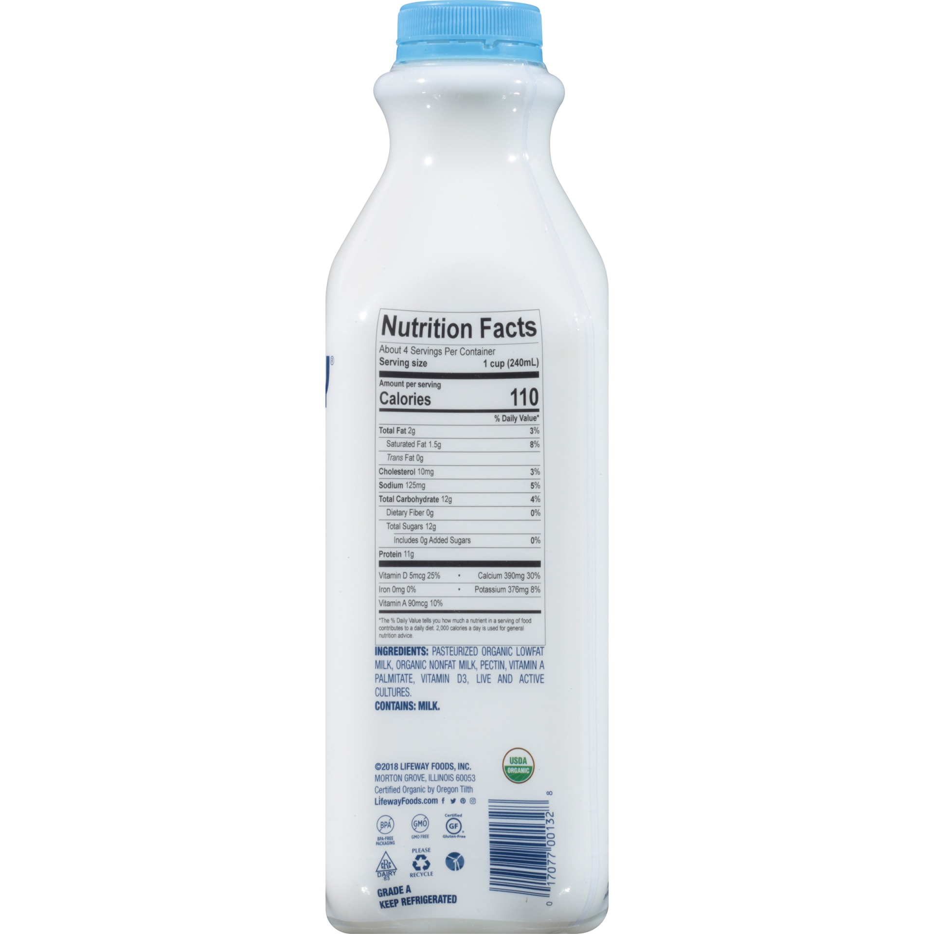 Lifeway Organic Low Fat Kefir Plain Milk Smoothie 32 oz | Shipt