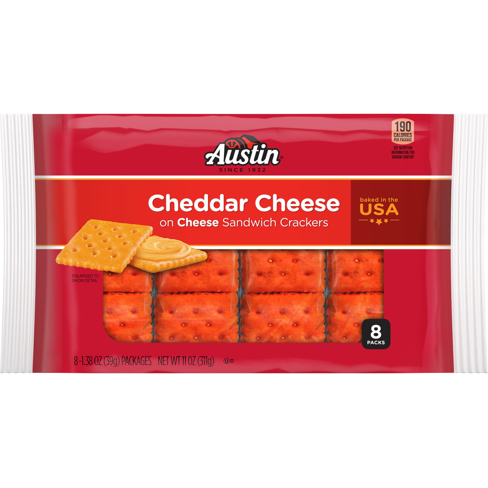 Austin Sandwich Crackers, Single Serve Snack Crackers, Cheddar Cheese ...