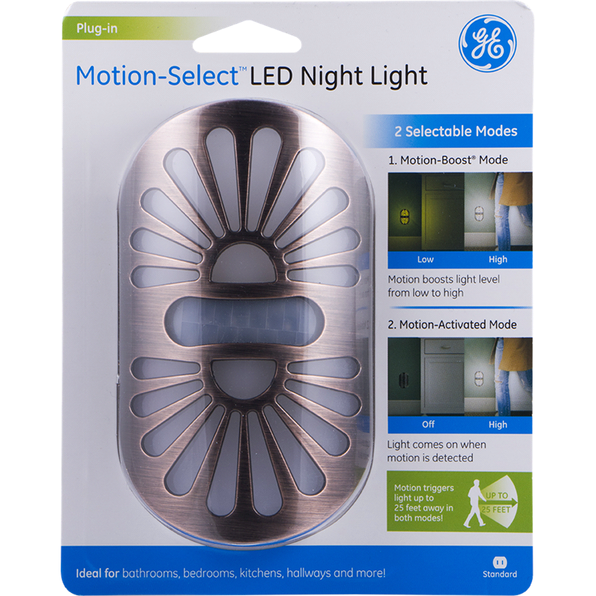 GE Automatic Motion-Select LED Night Light, Peacock Design, Oil-Rubbed ...