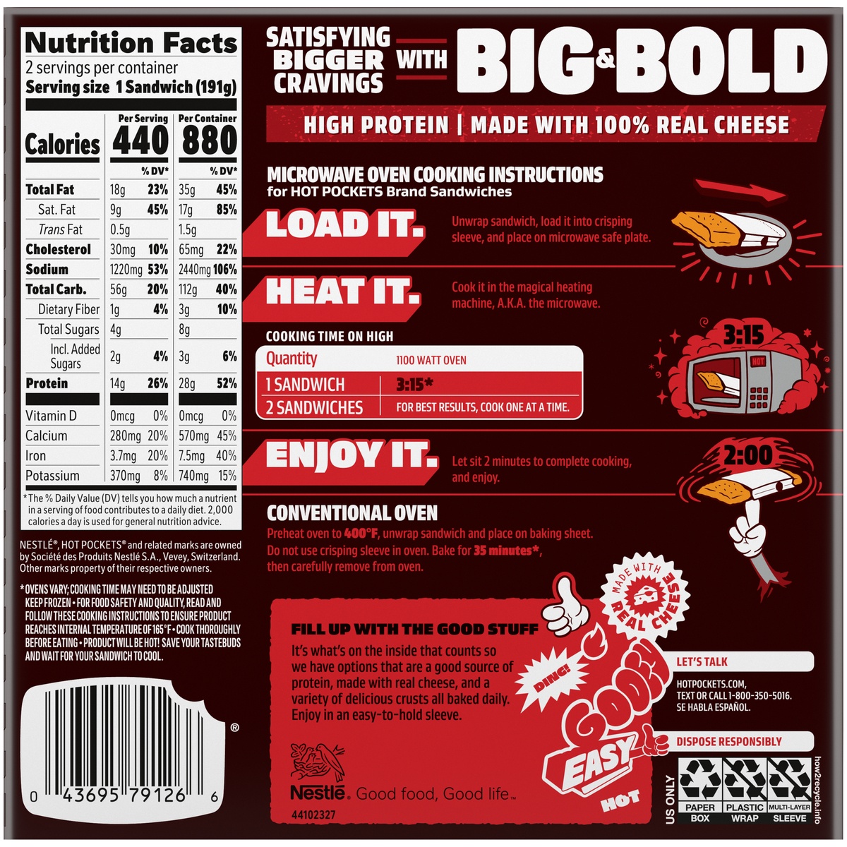 Hot Pockets Frozen Snack Big & Bold Sriracha Steak Sandwich 2 ct; 13.5 ...