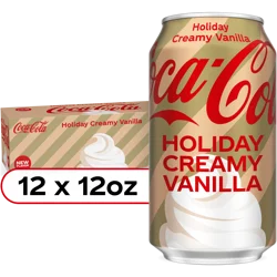 Coca-Cola Holiday Creamy Vanilla Soda Soft Drink Fridge Pack Cans, 12 fl oz, 12 Pack 144 fl oz ...