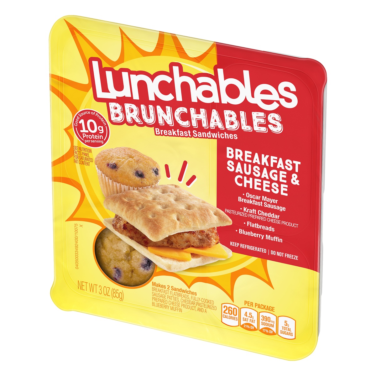 Lunchables Brunchables Breakfast Sandwiches Meal Kit with Sausage, Cheddar Cheese, Flatbreads ...