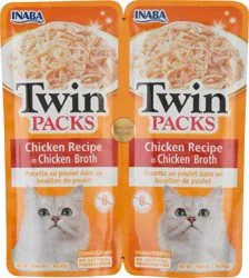 Inaba Twin Packs Chicken Recipe in Chicken Broth Cat Food 2-1.4 oz ...