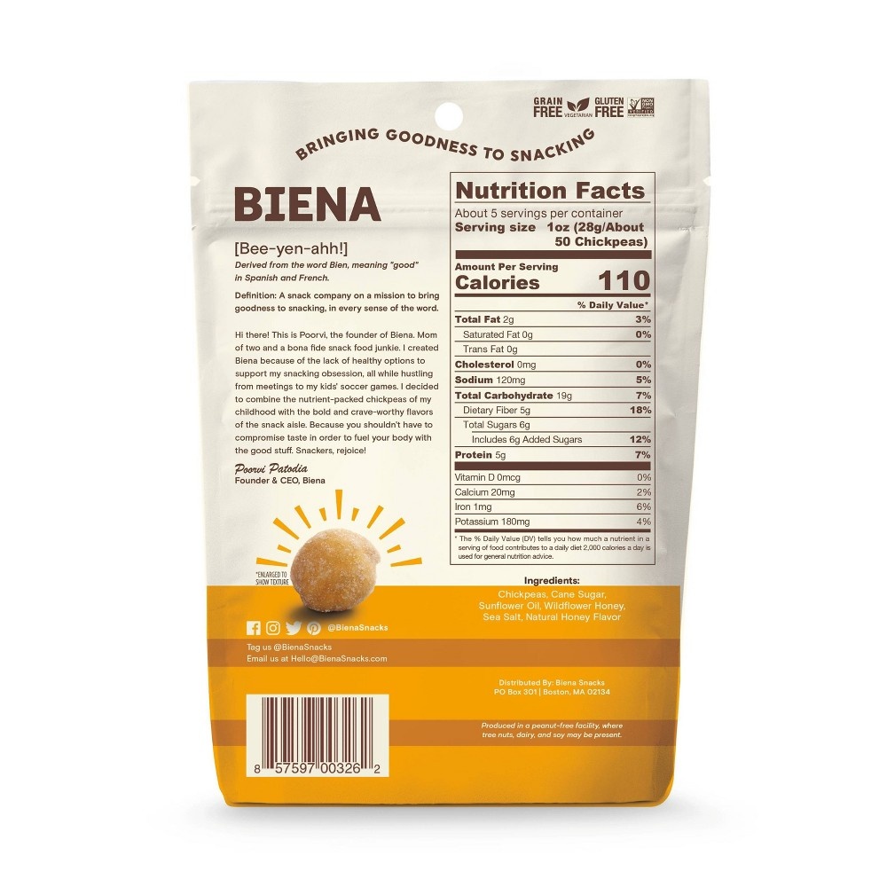 Biena Honey Roasted Chickpea Snacks 5 oz | Shipt