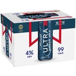Michelob ULTRA Amber Max American Lager Beer 12 Pack, 12 fl oz Cans 12 ...