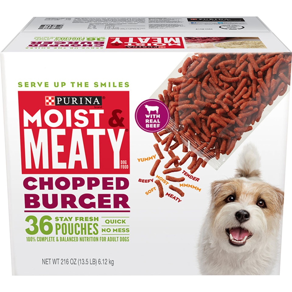 Purina Moist & Meaty Chopped Burger Dog Food 36 ct; 6 oz | Shipt
