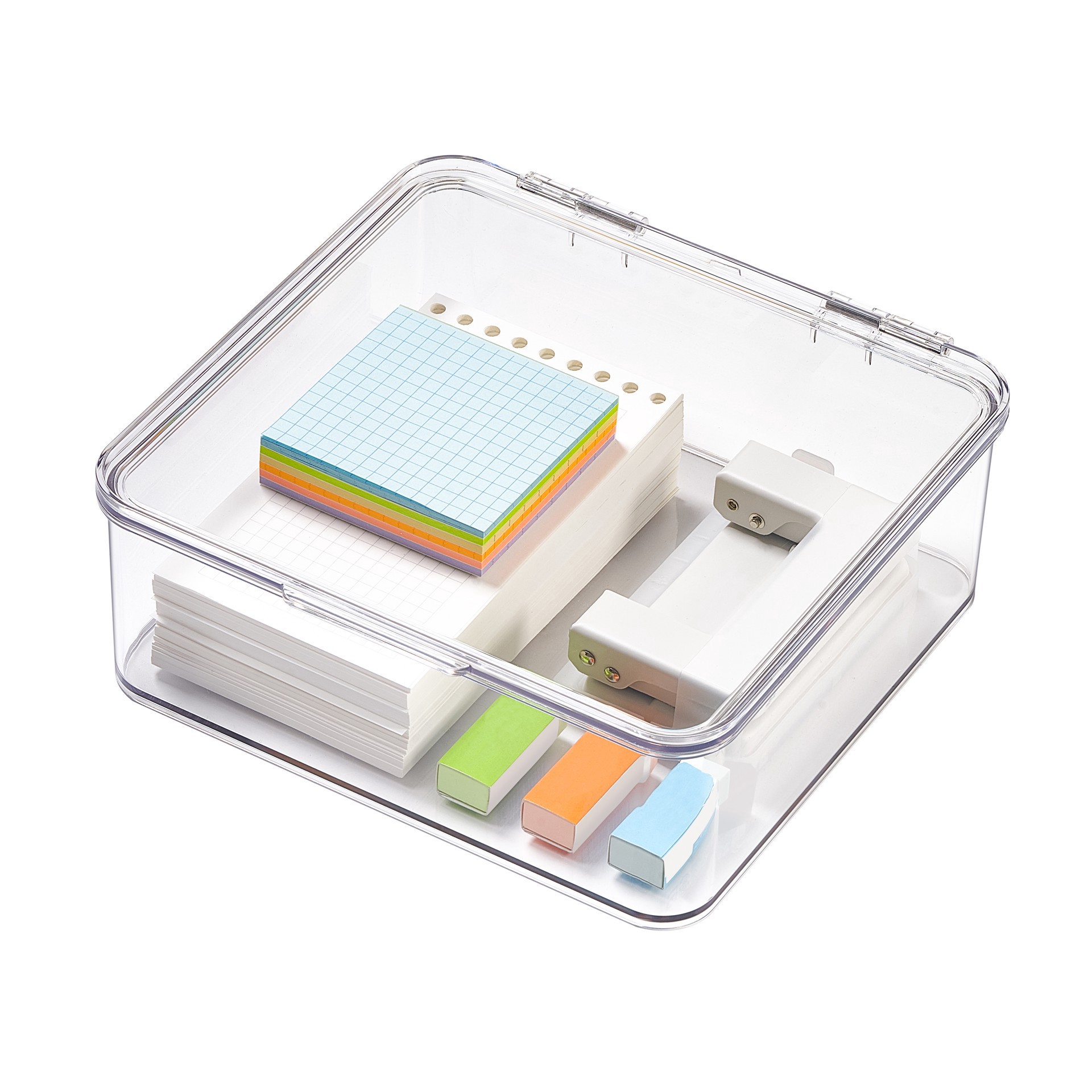 Small Clear Stacking Plastic Case With Hinged Lid By Simply Tidy 8 in x ...
