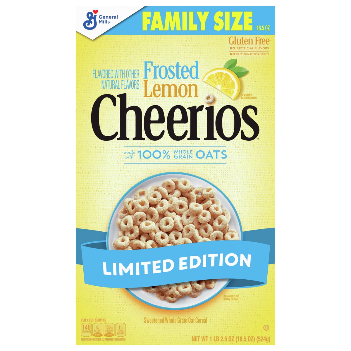 Cheerios Frosted Lemon Breakfast Cereal Family Size, 18.5 OZ 18.5 oz ...