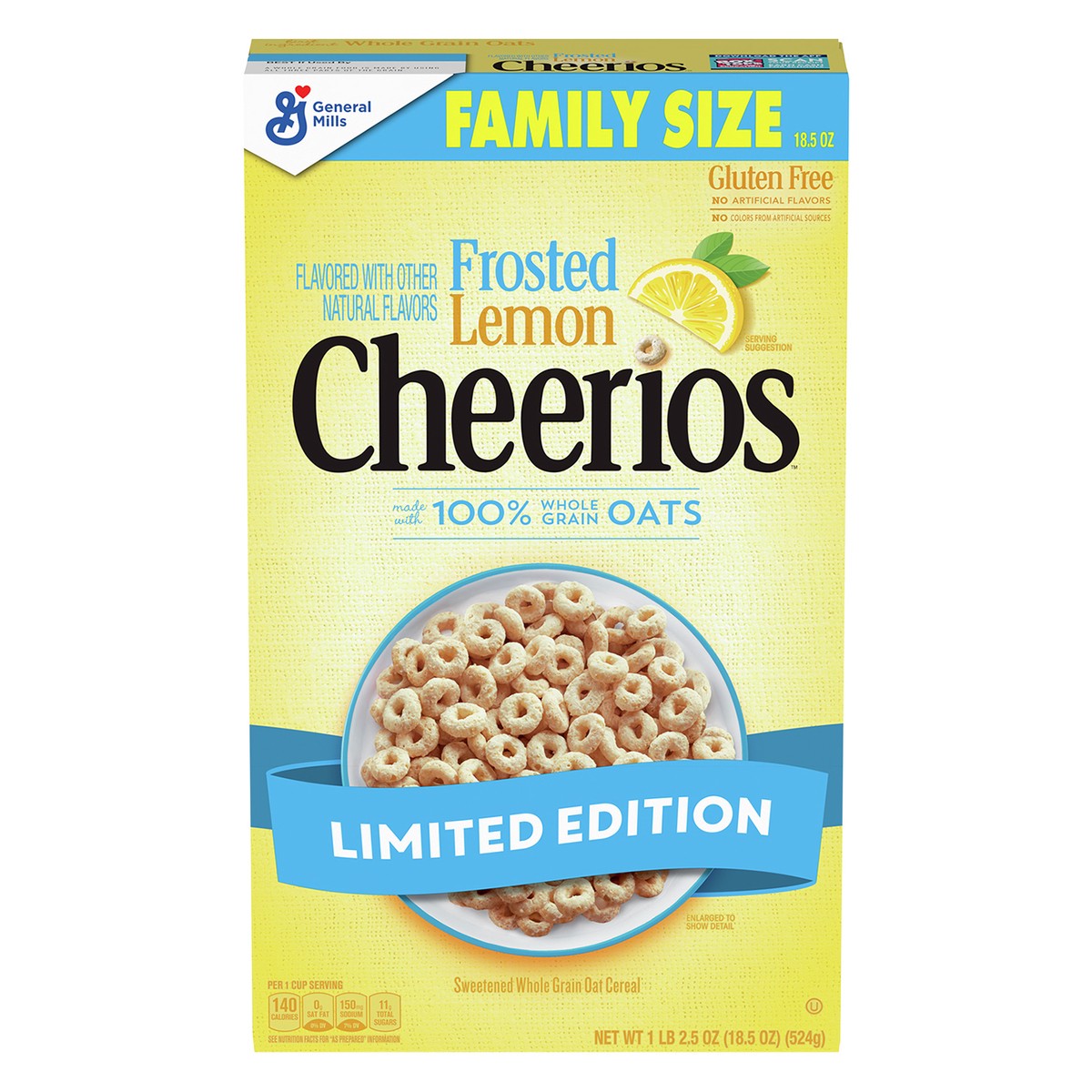 Cheerios Frosted Lemon Cheerios Cereal, Gluten Free Cereal With Whole ...