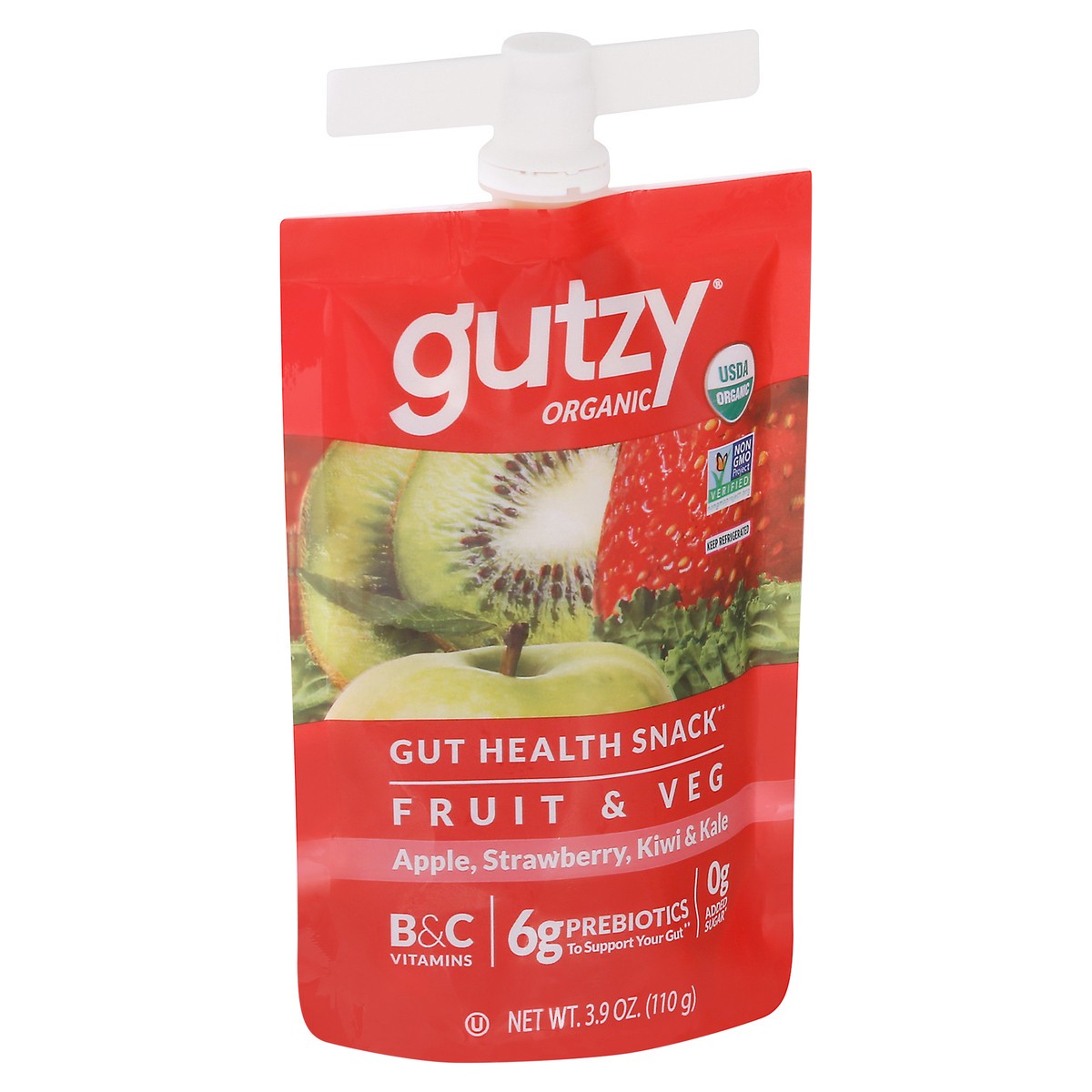 Gutzy Organic Prebiotic Fiber Snack Apple, Strawberry, Kiwi and Kale, 3 ...