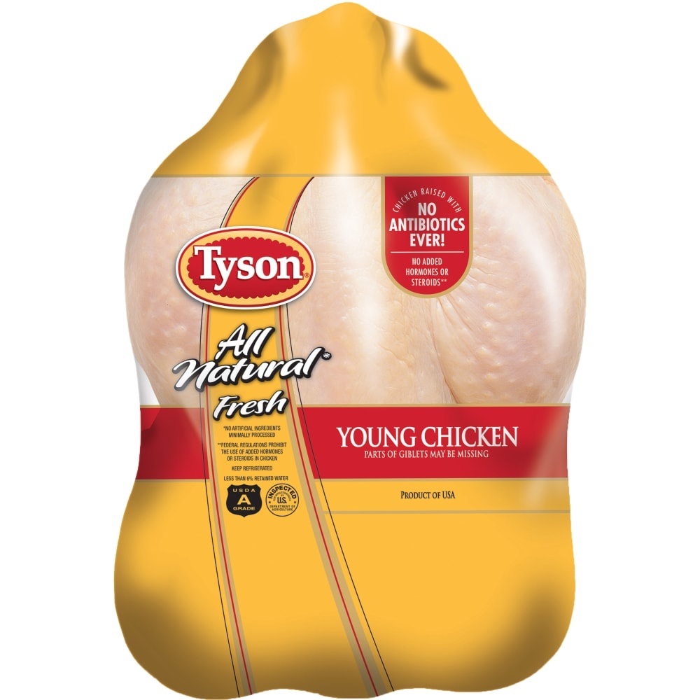 Tyson All Natural Young Whole Chicken Single per lb | Shipt
