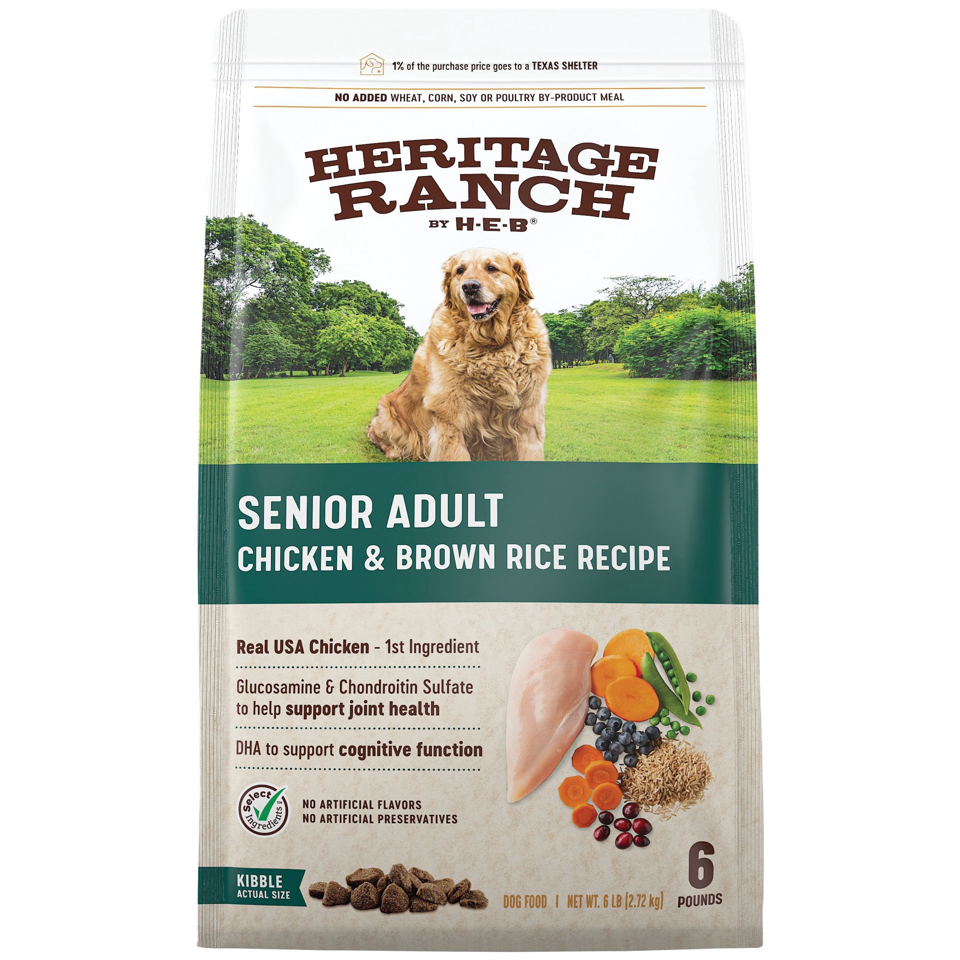Heritage Ranch by H-E-B Senior Adult Dry Dog Food - Chicken & Brown ...