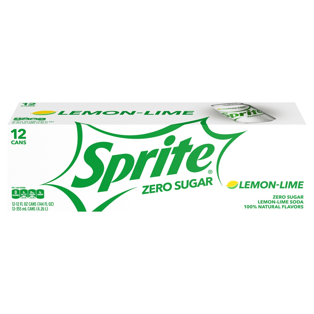 Sprite Zero Sugar Lemon Lime Diet Soda Pop Soft Drink, 12 fl oz, 12 ...