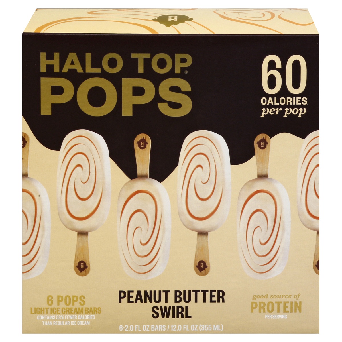 Halo Top Creamery Pops Peanut Butter Swirl Ice Cream Pops 6 ct; 2 fl oz ...