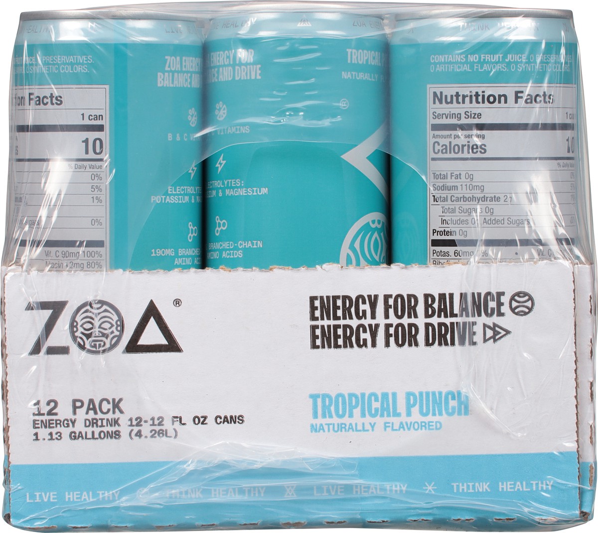 ZOA Zero Sugar Tropical Peach Energy Drink 12 Pack 12 - 12 fl oz Cans ...