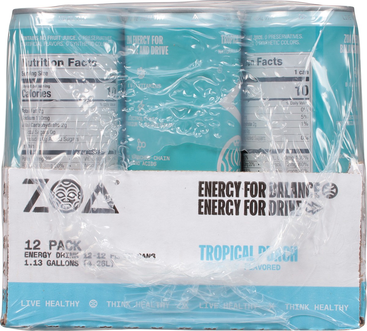 ZOA Zero Sugar Tropical Peach Energy Drink 12 Pack 12 - 12 fl oz Cans ...