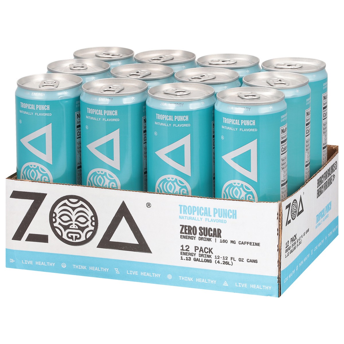 ZOA Zero Sugar Tropical Peach Energy Drink 12 Pack 12 - 12 fl oz Cans ...