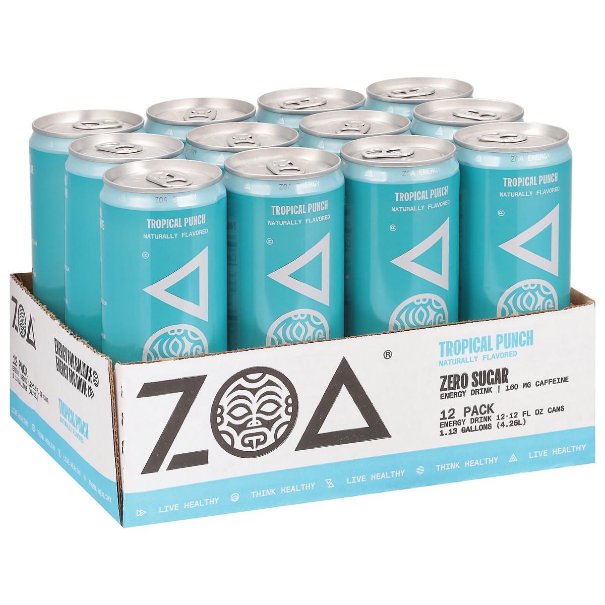 ZOA Zero Sugar Tropical Peach Energy Drink 12 Pack 12 - 12 fl oz Cans ...