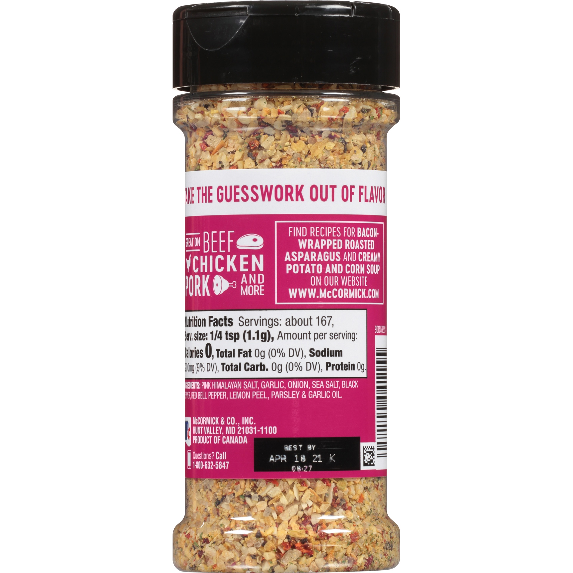 McCormick Himalayan Pink Salt with Black Pepper and Garlic All Purpose ...