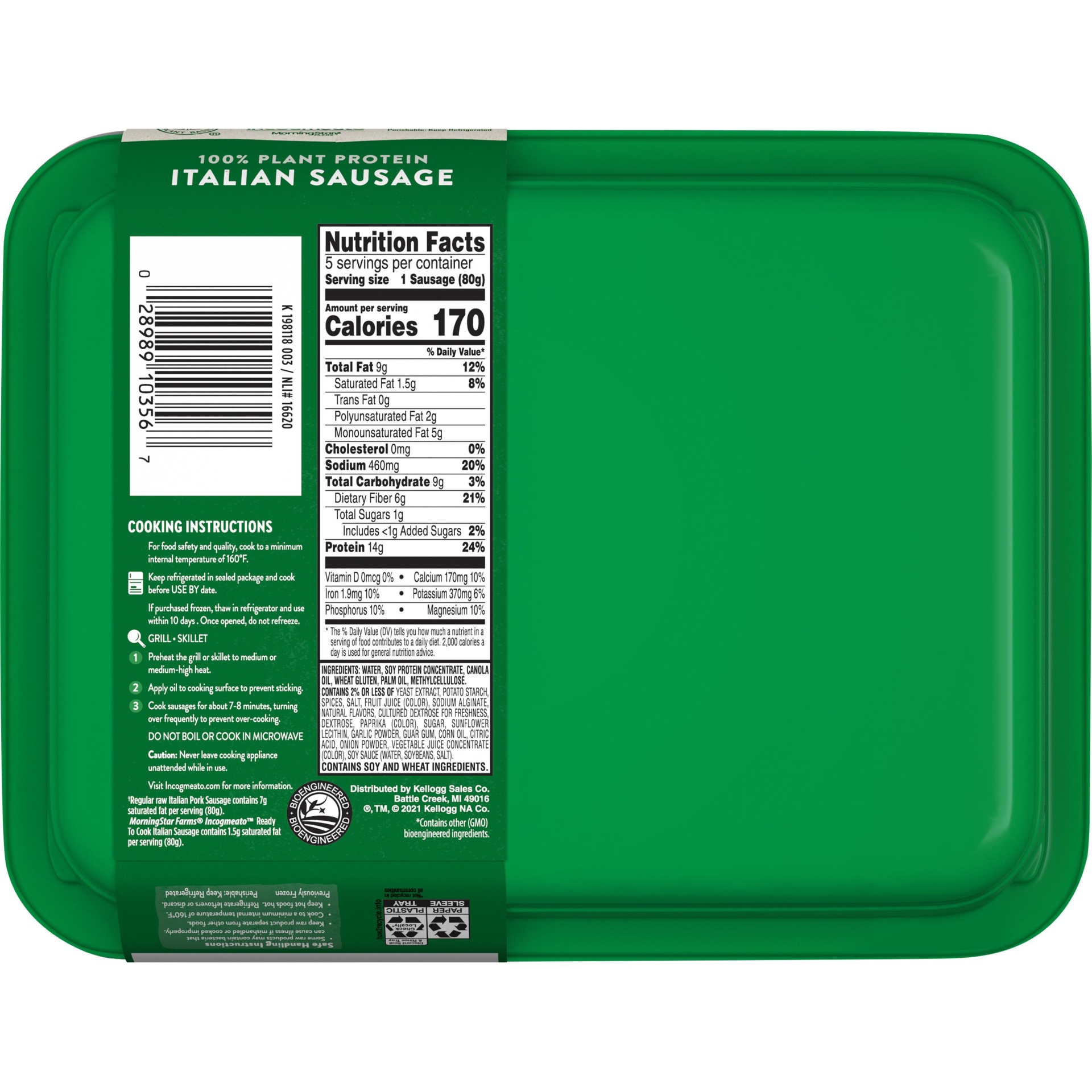 MorningStar Farms Incogmeato Meatless Italian Sausage, Vegan Plant ...