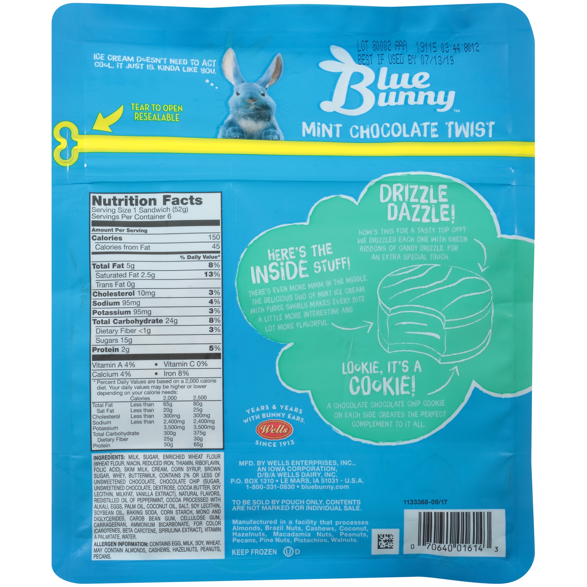 Blue Bunny Bunny Snacks Reduced Fat Mint Chocolate Twist Ice Cream Bars ...