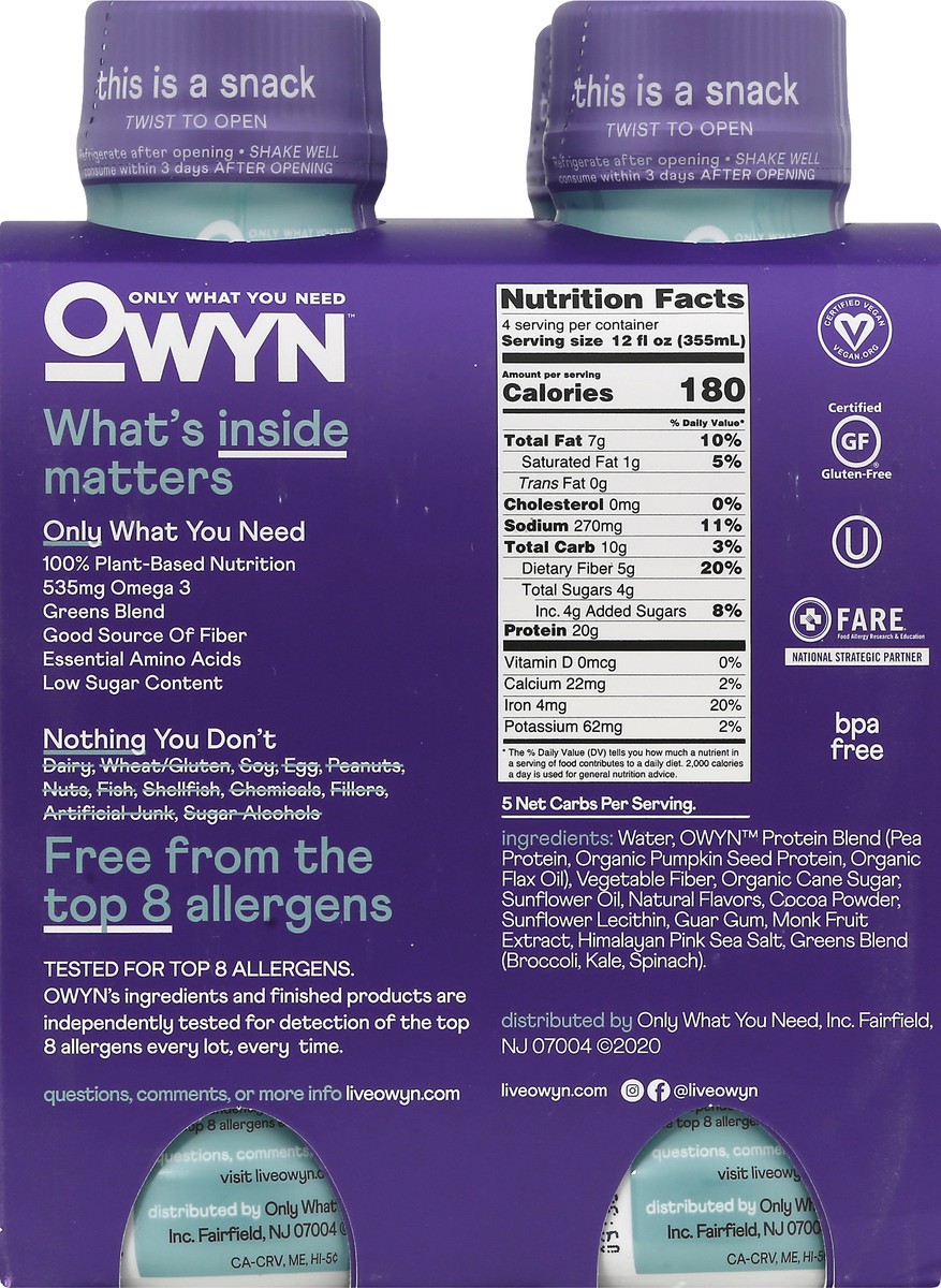OWYN Plant-Based Cookies & Creamless Protein Drink 4 ea 4 ct | Shipt