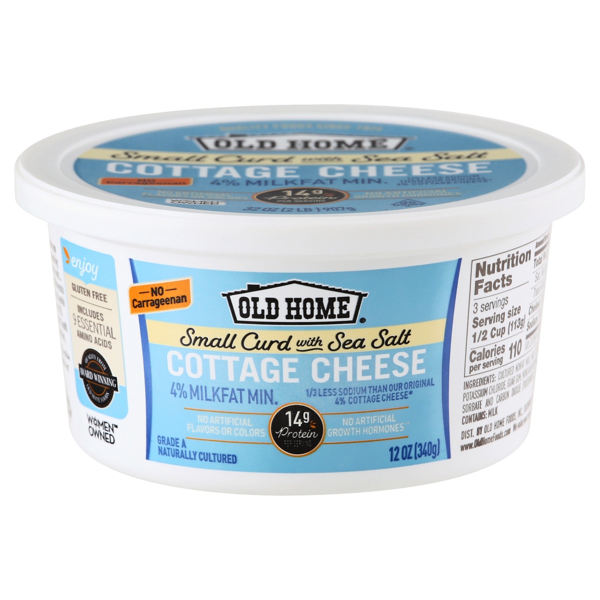 Old Home Small Curd Cottage Cheese Made with Sea Salt 12 oz | Shipt