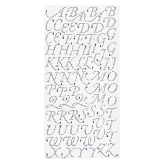Silver Glitter Rhinestone Script Alphabet Stickers By Recollections 3/4 ...