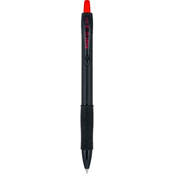 Pilot G2 Edge Gel Pen, Fine Point, 0.7mm, Black Barrel, Red Ink, Single ...