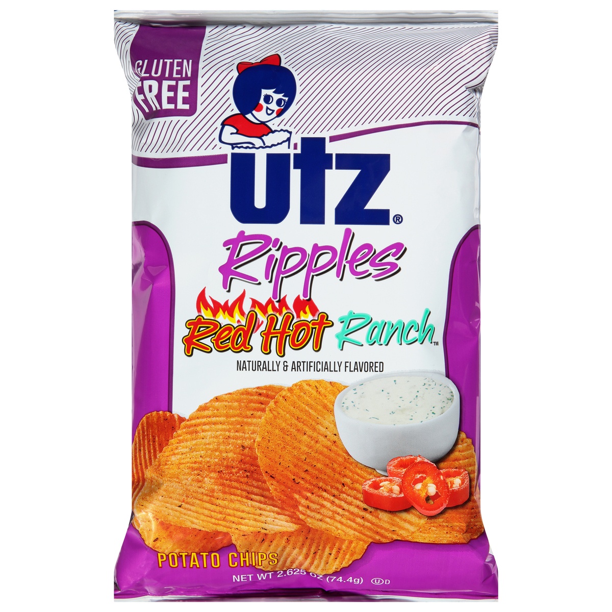 Utz Potato Chips Gluten Free Ranch Ripples Red Hot 2.63 oz | Shipt