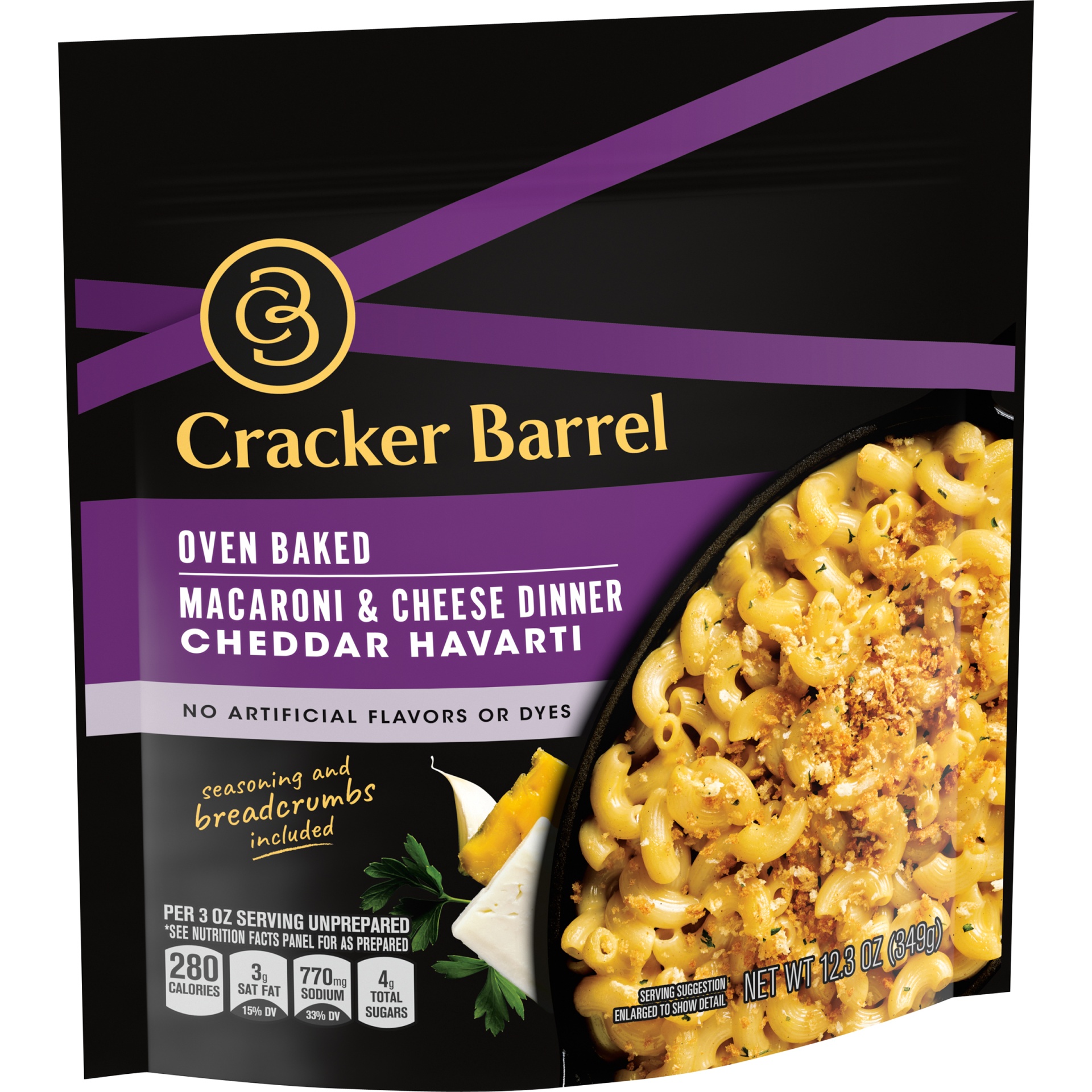 Cracker Barrel Cheddar Havarti Oven Baked Macaroni & Cheese Dinner 12.3 ...