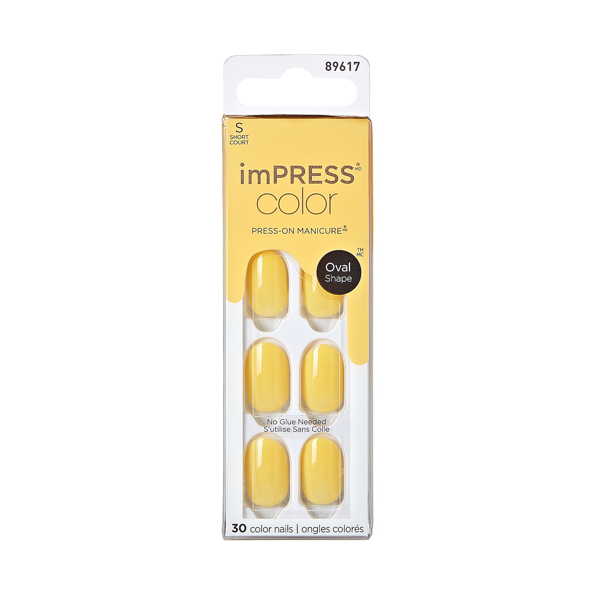 imPRESS Color Spring Collection Short Oval Press-On Nails, Yellow, 30 ...