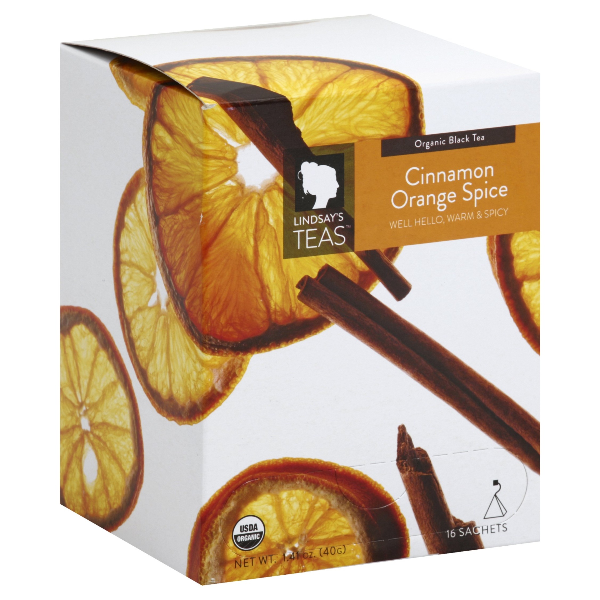 Lindsay's Teas Organic Black Tea Cinnamon Orange Spice Pyramid Bags 16 ...