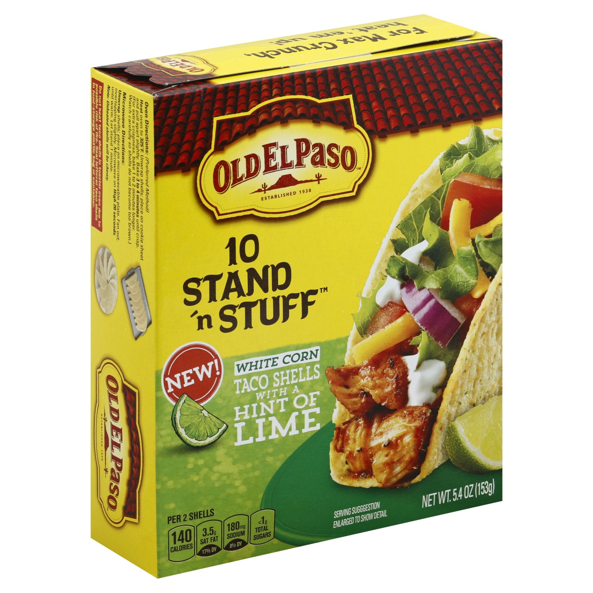 Old El Paso Stand 'N Stuff White Corn Taco Shells With Lime 10 ct | Shipt