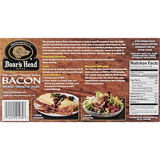 Boar's Head Fully Cooked Bacon 2.29 oz | Shipt