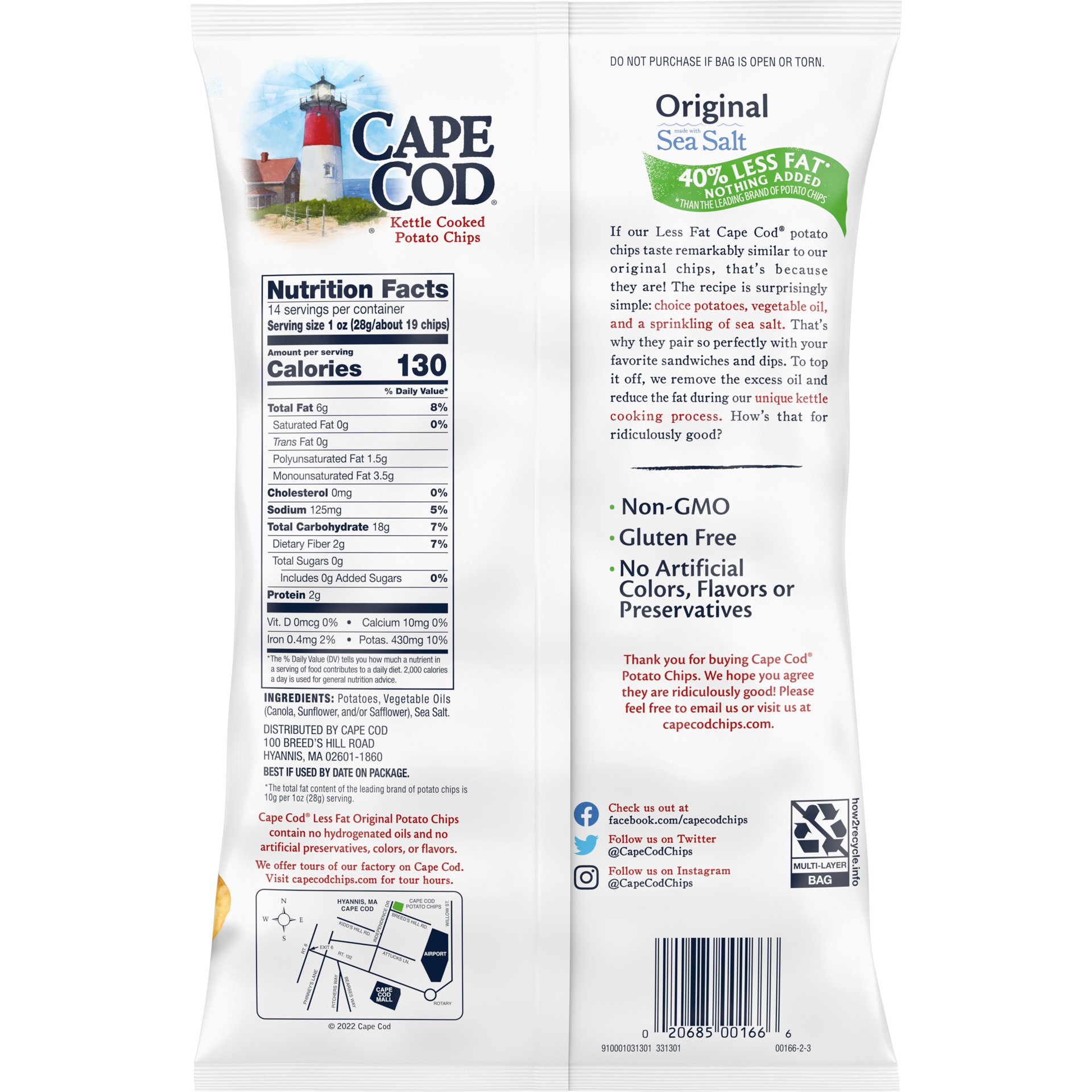 Cape Cod Less Fat Original Chips 14 oz | shipt