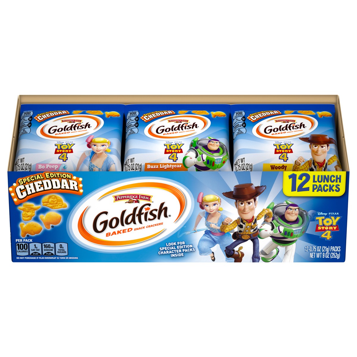 Goldfish Toy Story 4 Cheddar Baked Snack Crackers Lunch Packs 12 - 0.75 ...
