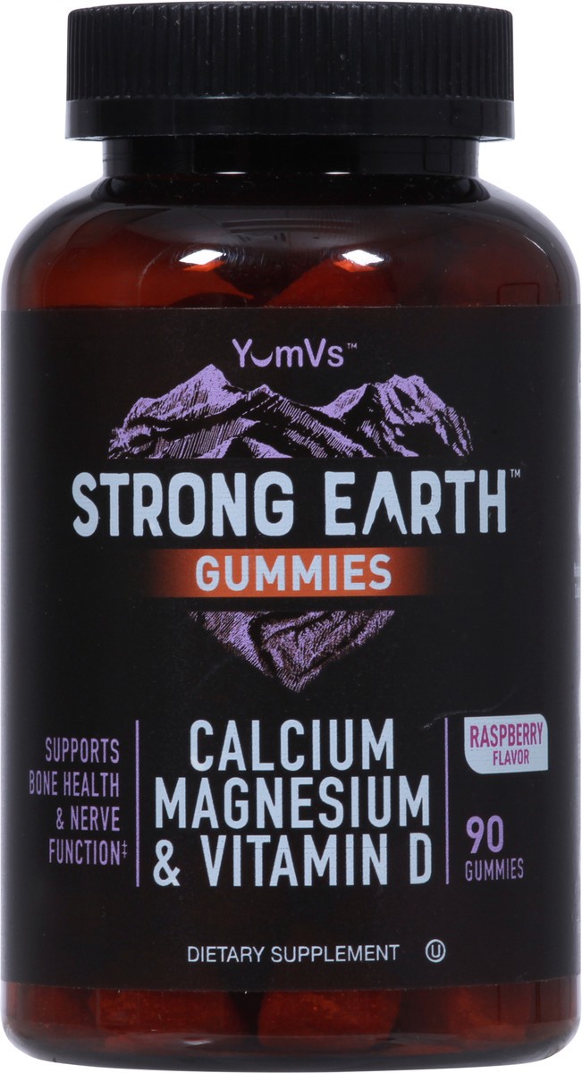 YumVs Strong Earth Gummies Raspberry Flavor Calcium Magnesium & Vitamin ...
