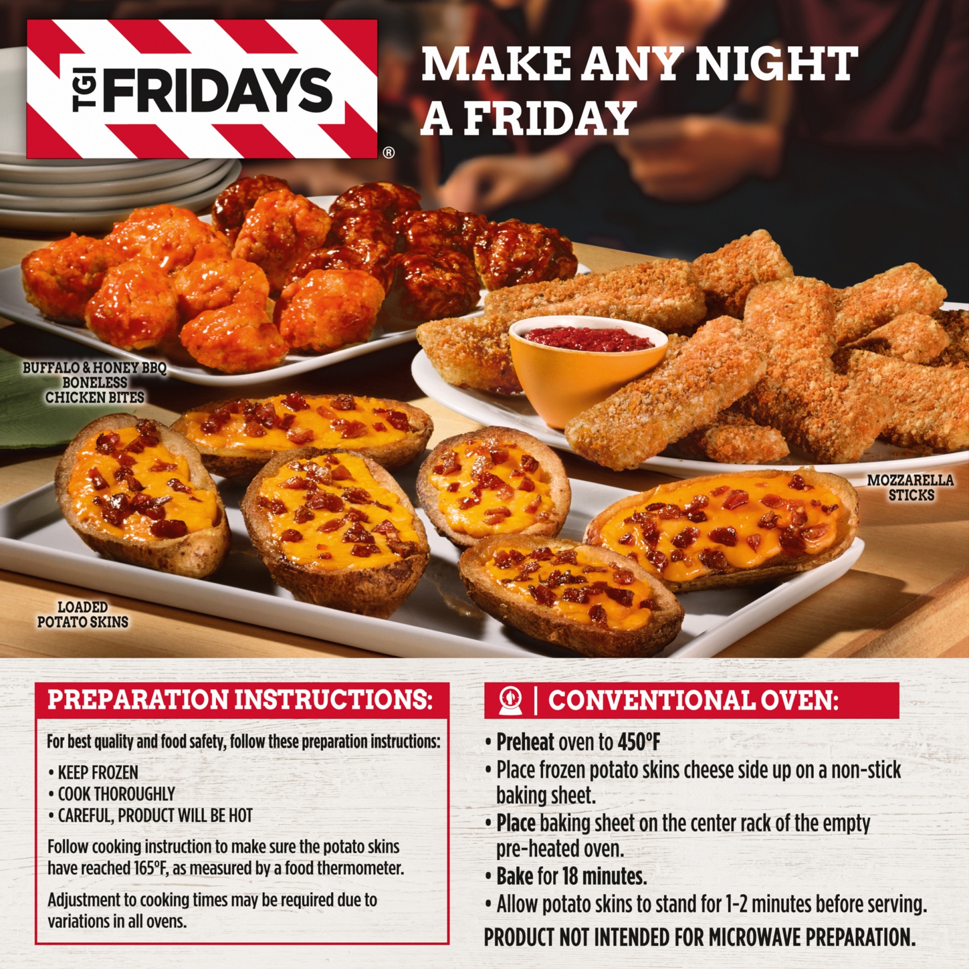 TGI Fridays Loaded Cheddar & Bacon Potato Skins Frozen Snacks 13.5 oz ...